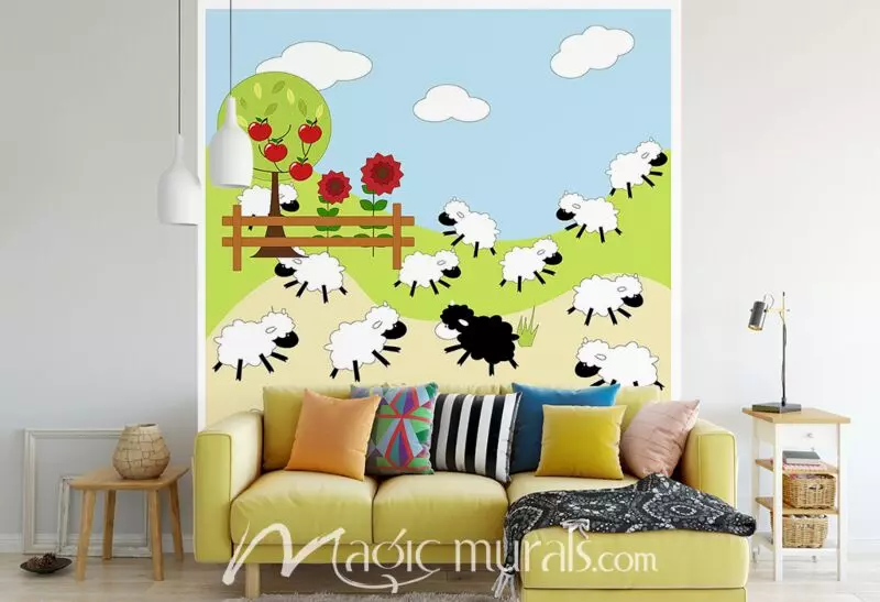 Baa Baa Black Sheep Wallpaper Wall Mural by Magic Murals