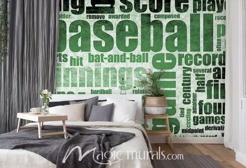 Baseball Words Wallpaper Wall Mural by Magic Murals