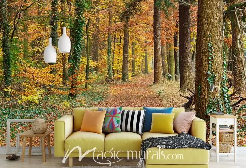 Path Through Fall Wallpaper Wall Mural by Magic Murals