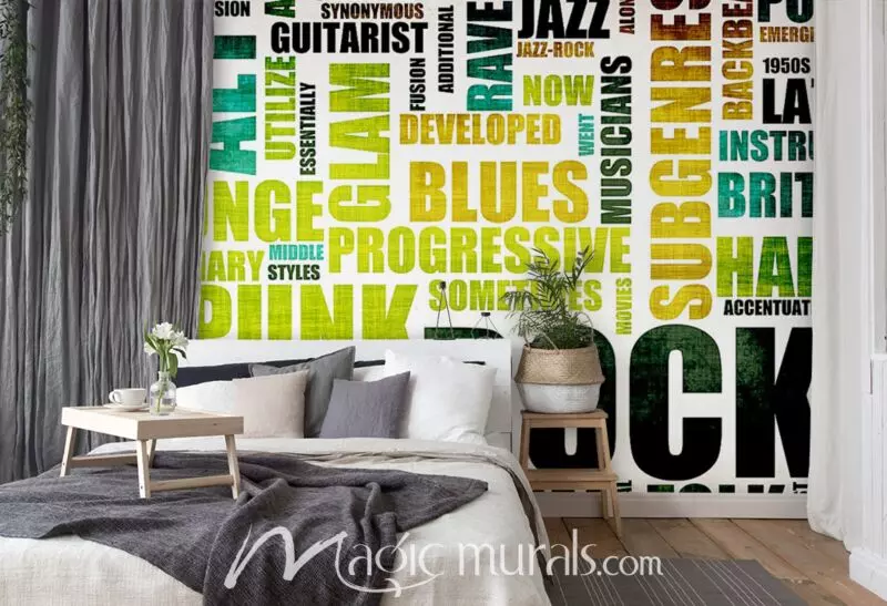 Musical Words Art Collage Wallpaper Mural by Magic Murals