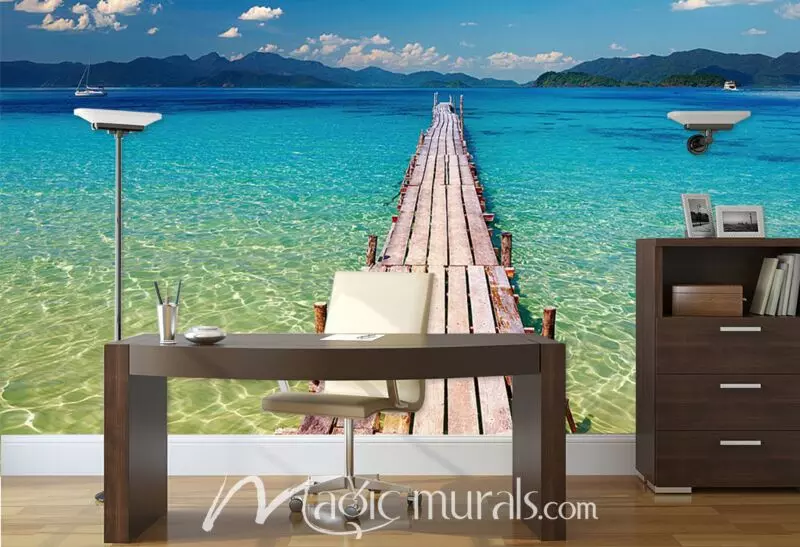 Wooden Pier Wallpaper Wall Mural by Magic Murals