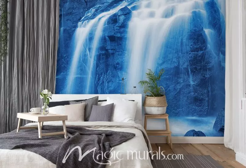 Blue Waterfall Wallpaper Wall Mural by Magic Murals