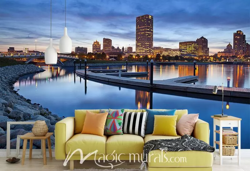 Milwaukee City Lights Wallpaper Mural by Magic Murals