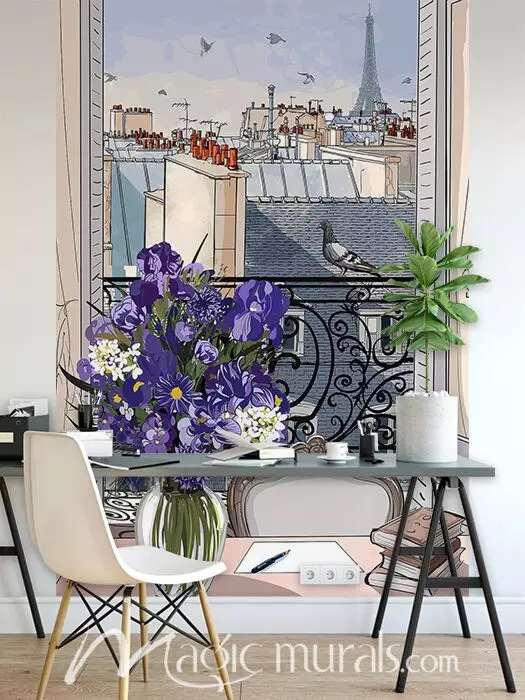 Parisian Window Wallpaper Wall Mural by Magic Murals