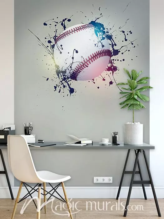 Baseball Paint Splatter Wallpaper Mural by Magic Murals