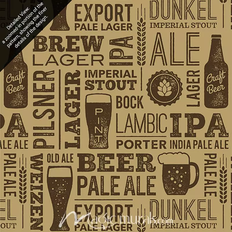 Beer Word Art Wallpaper Wall Mural by Magic Murals