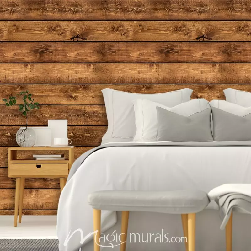 Rustic Brown Wood Paneling Wallpaper Mural by Magic Murals