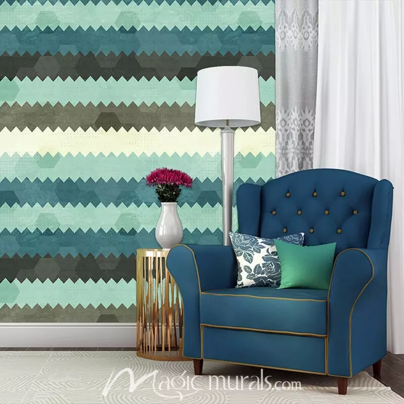 Zigzag Stripes Wallpaper Wall Mural by Magic Murals