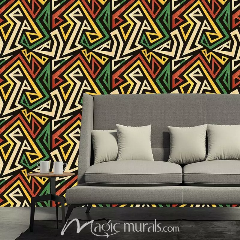 African Geometric Wallpaper Wall Mural by Magic Murals