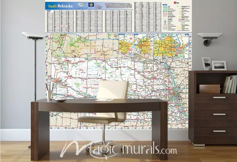 Nebraska State Map Wallpaper Wall Mural by Magic Murals