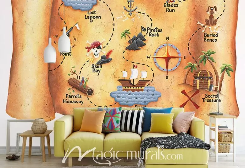 Pirate Map Wallpaper Wall Mural by Magic Murals