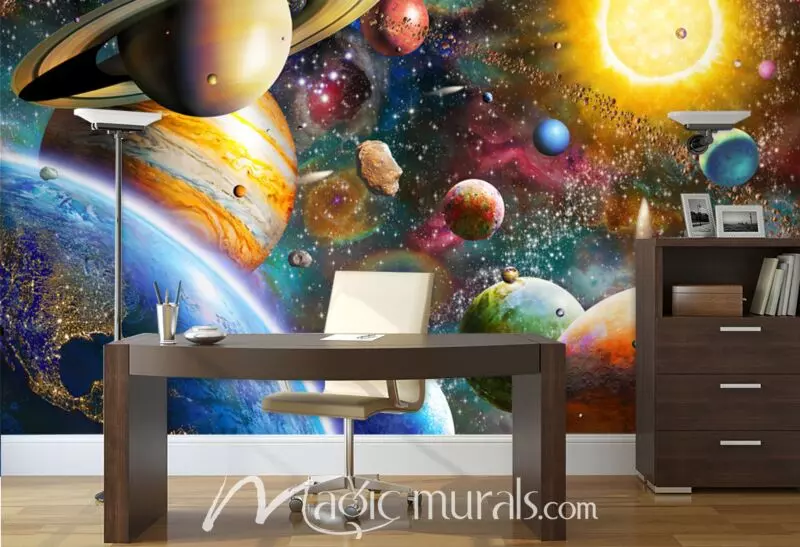 Planets in Space Wallpaper Wall Mural by Magic Murals