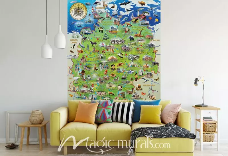 Map of Germany Illustration Wallpaper Mural by Magic Murals