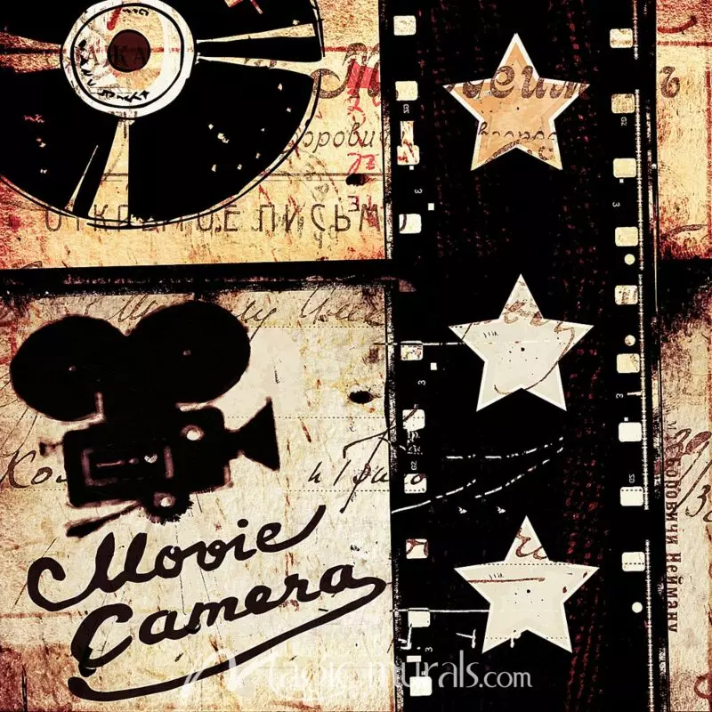 Movie Camera Stars Wallpaper Wall Mural by Magic Murals