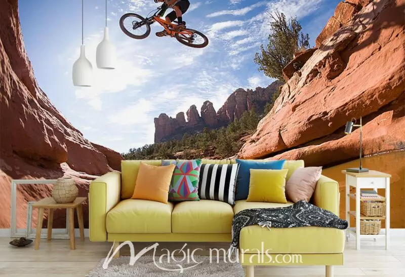 Mountain Biking in Desert Wallpaper Mural by Magic Murals