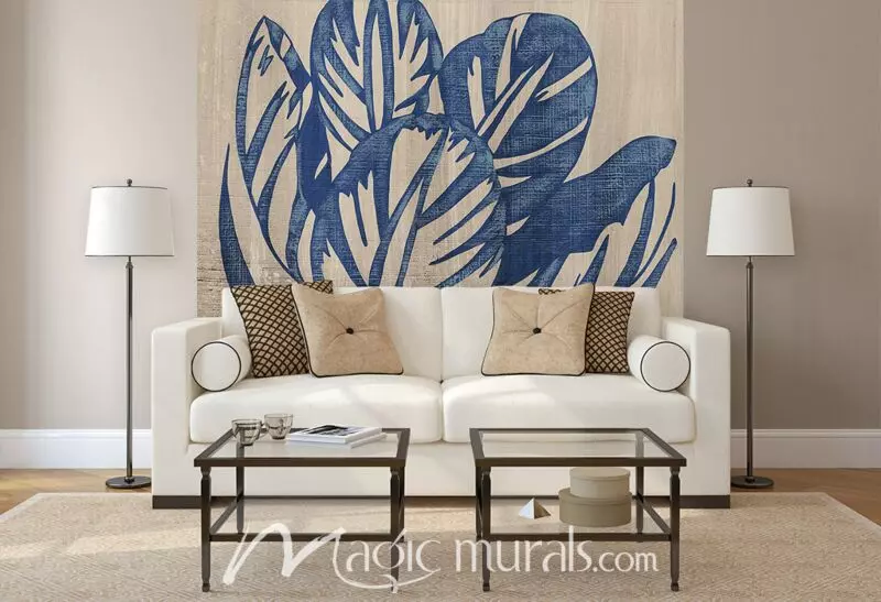 Indigo Tulip Wallpaper Wall Mural by Magic Murals