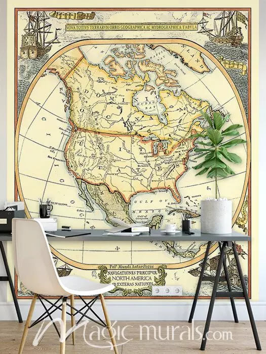 Nautical Map of North America Wallpaper Mural by Magic Murals