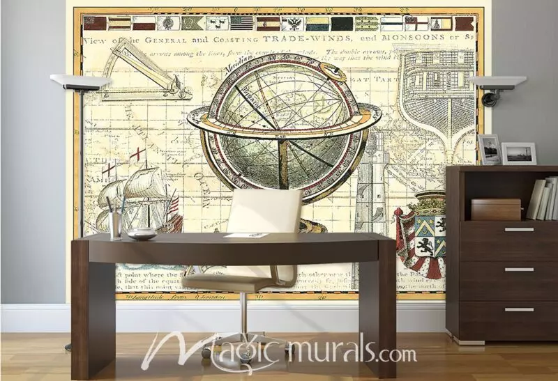 Nautical Map II Wallpaper Wall Mural by Magic Murals