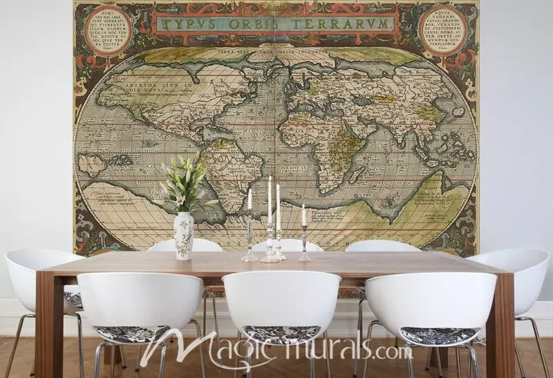 Antique World Map 36x48 Wallpaper Mural by Magic Murals