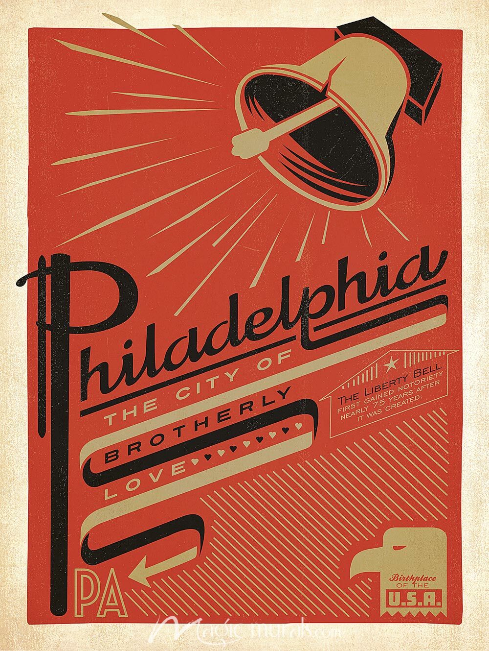 Vintage Philadelphia Poster Wallpaper Mural by Magic Murals