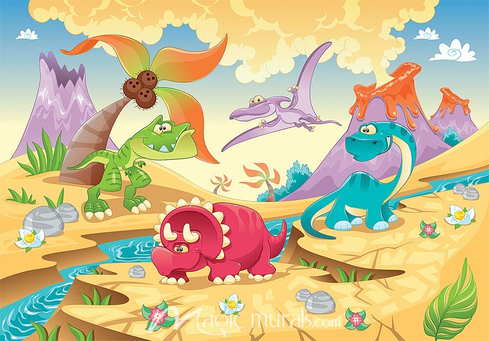 Prehistoric Panorama with Dinosaurs Mural by Magic Murals