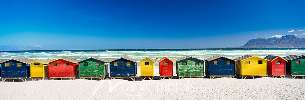 Row Of Beach Houses On Beach Wallpaper Mural by Magic Murals