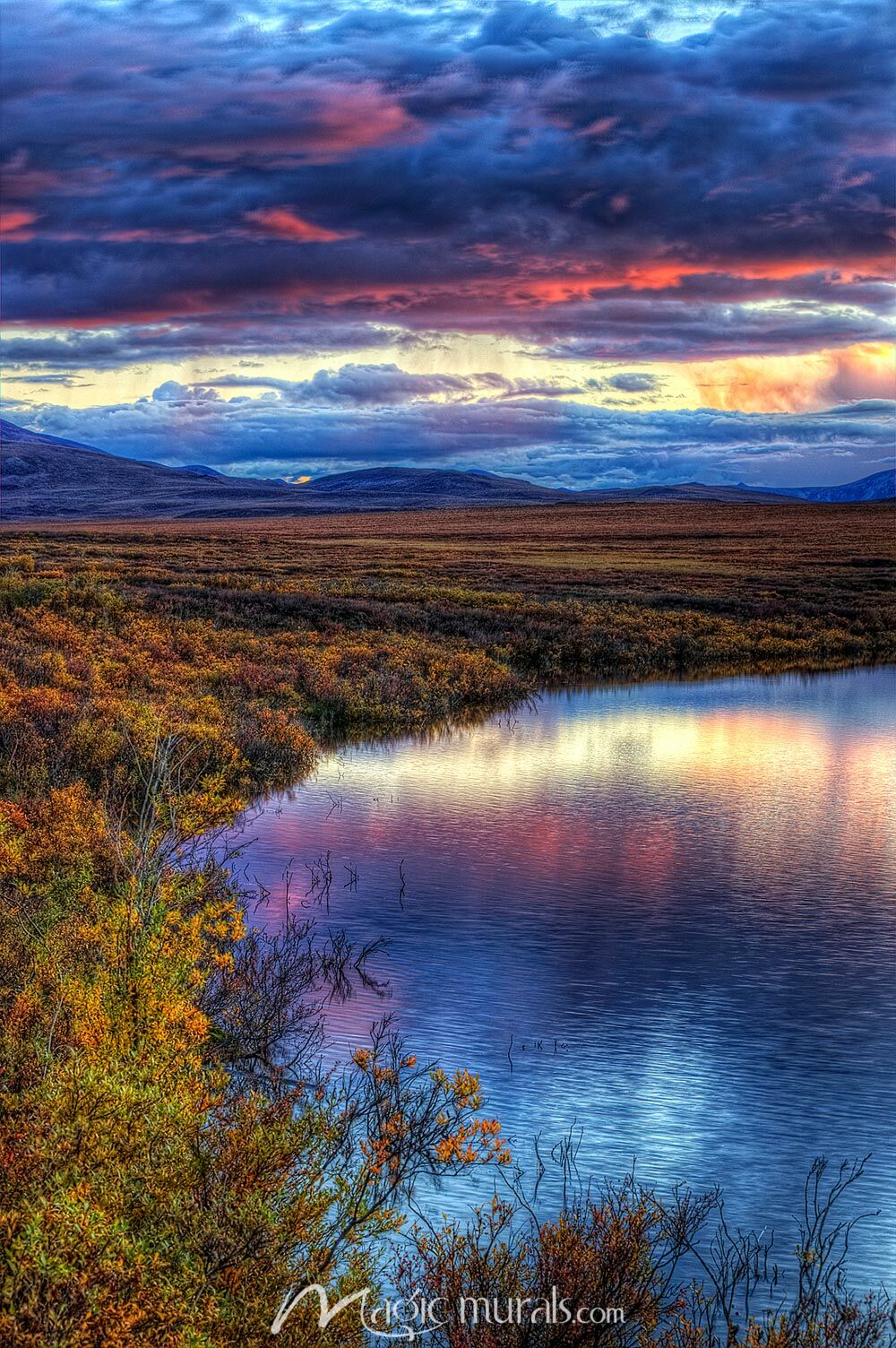 Sunset Over Two Moose Lake Wallpaper Mural by Magic Murals