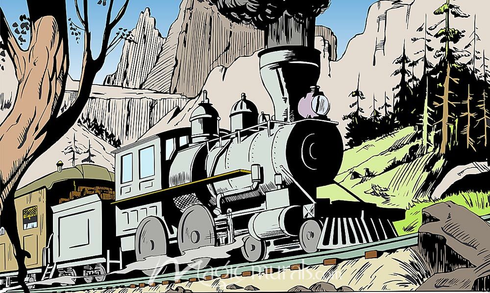 Train Rounding the Mountain Wallpaper Mural by Magic Murals