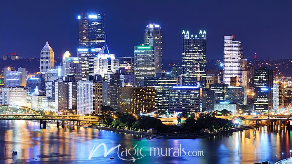 Pittsburgh City Lights Wallpaper Mural by Magic Murals