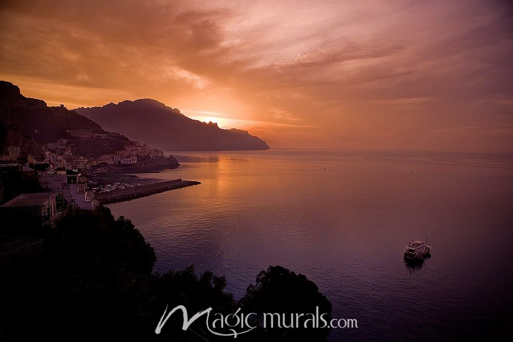 Sunset on Italy Coast Wallpaper Mural by Magic Murals