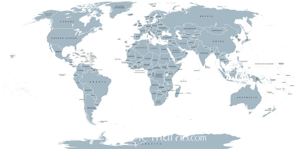 Robinson Projection Political World Map Mural by Magic Murals