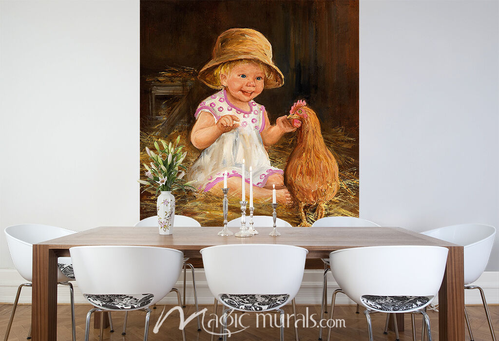Chicken Girl Wallpaper Wall Mural by Magic Murals