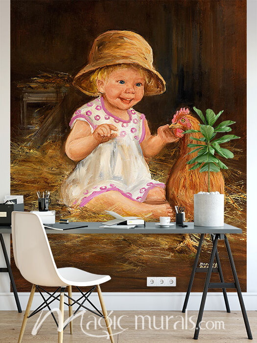 Chicken Girl Wallpaper Wall Mural by Magic Murals