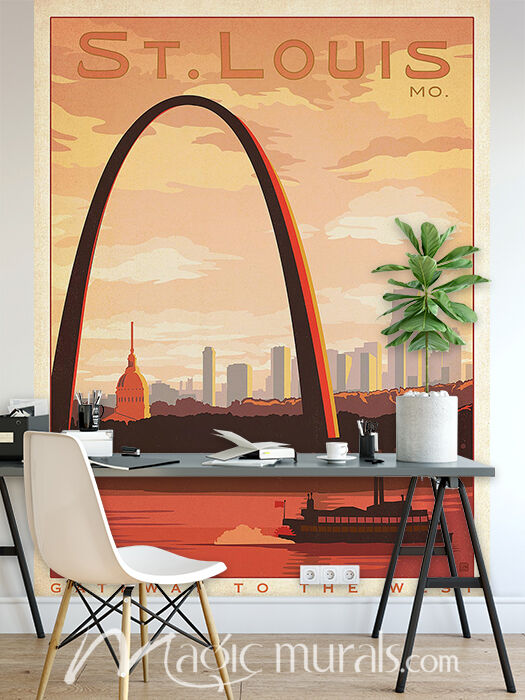Vintage St. Louis Poster Wallpaper Mural by Magic Murals