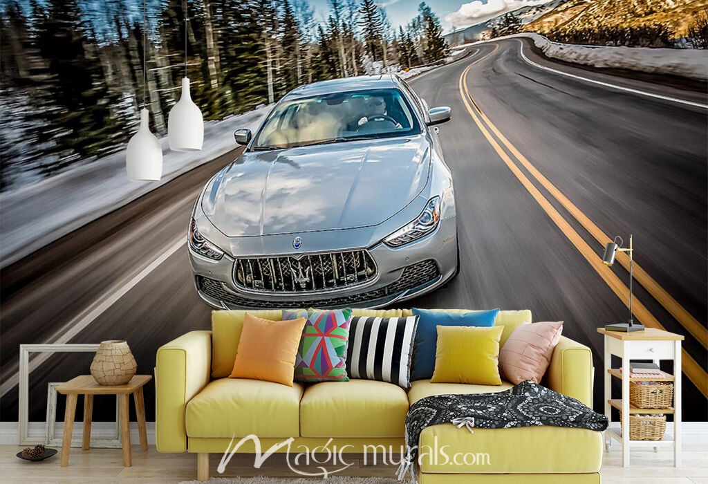 Mountain Road Maserati Wallpaper Mural by Magic Murals