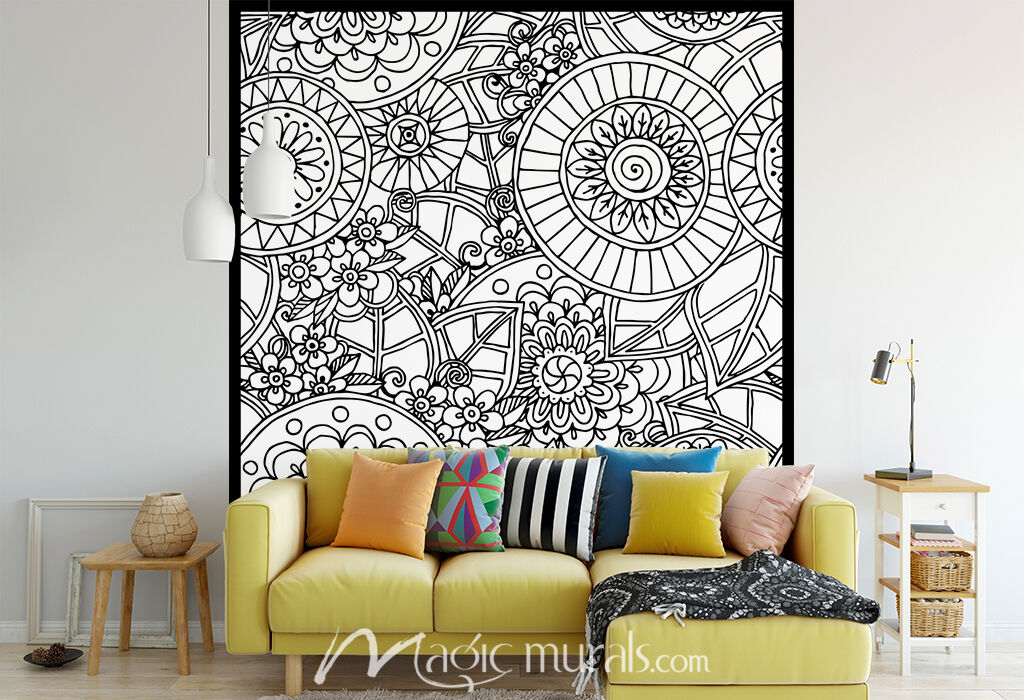 Flowers and Circles Coloring Mural by Magic Murals