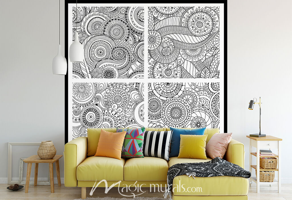 Ornate Zentangle Coloring Mural by Magic Murals