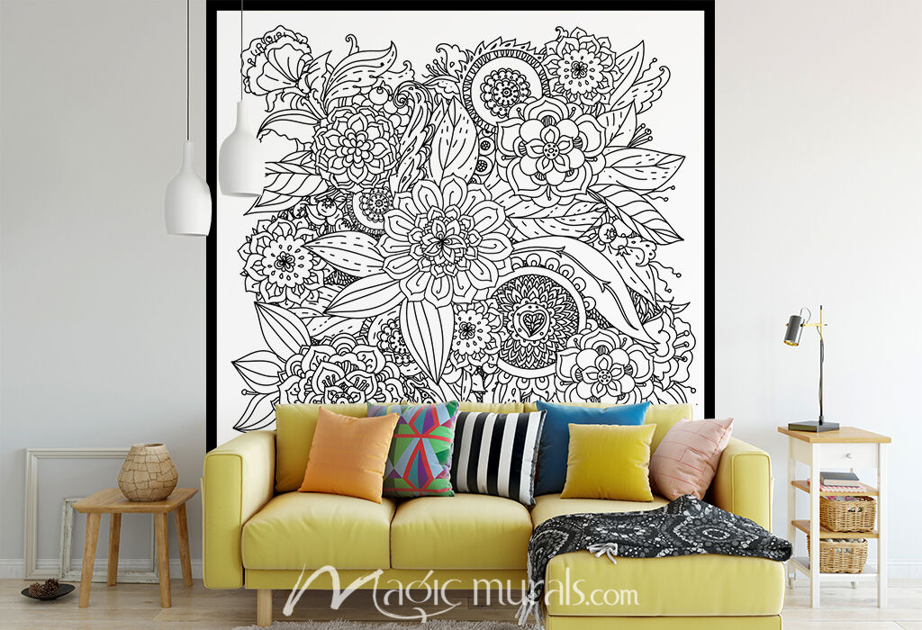 Floral Abstract Coloring Mural by Magic Murals