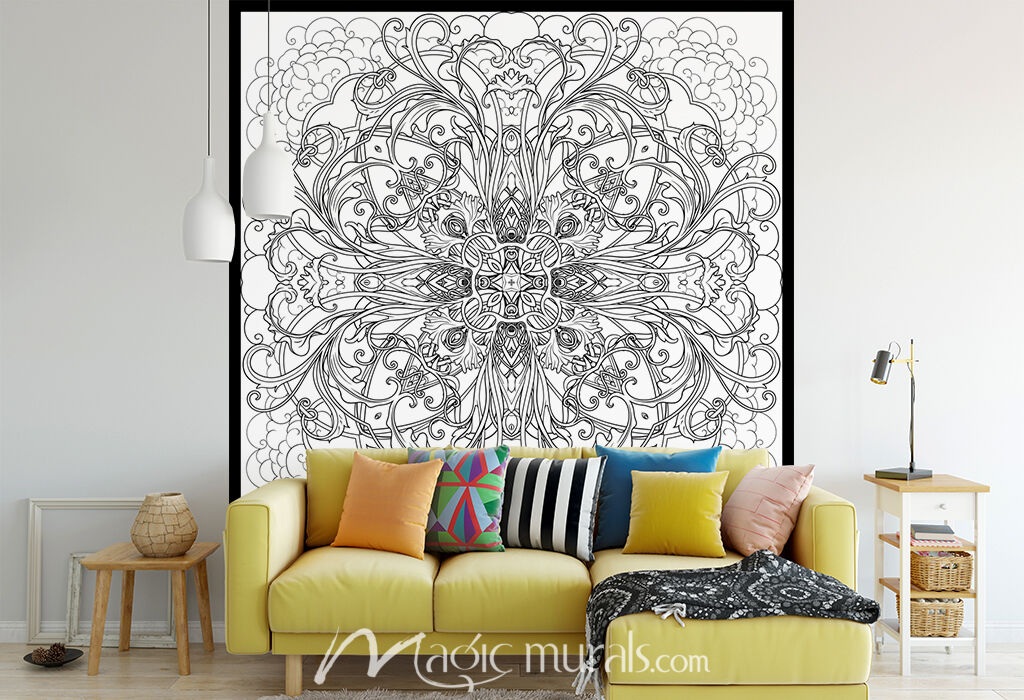 Mandala Vines Coloring Mural by Magic Murals
