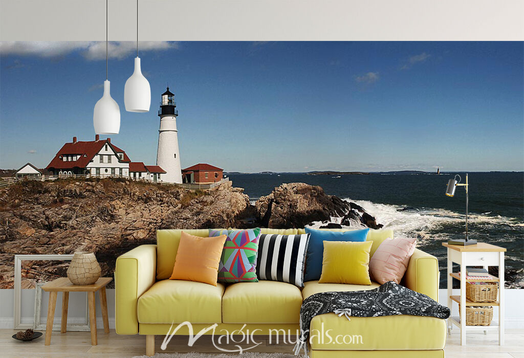 Historic Maine Lighthouse Wallpaper Mural by Magic Murals