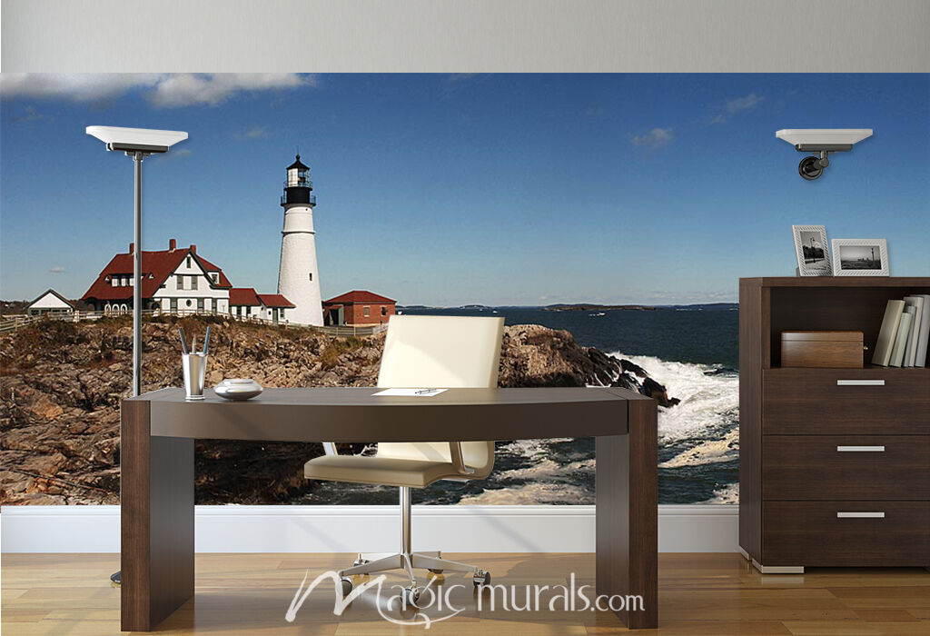 Historic Maine Lighthouse Wallpaper Mural by Magic Murals