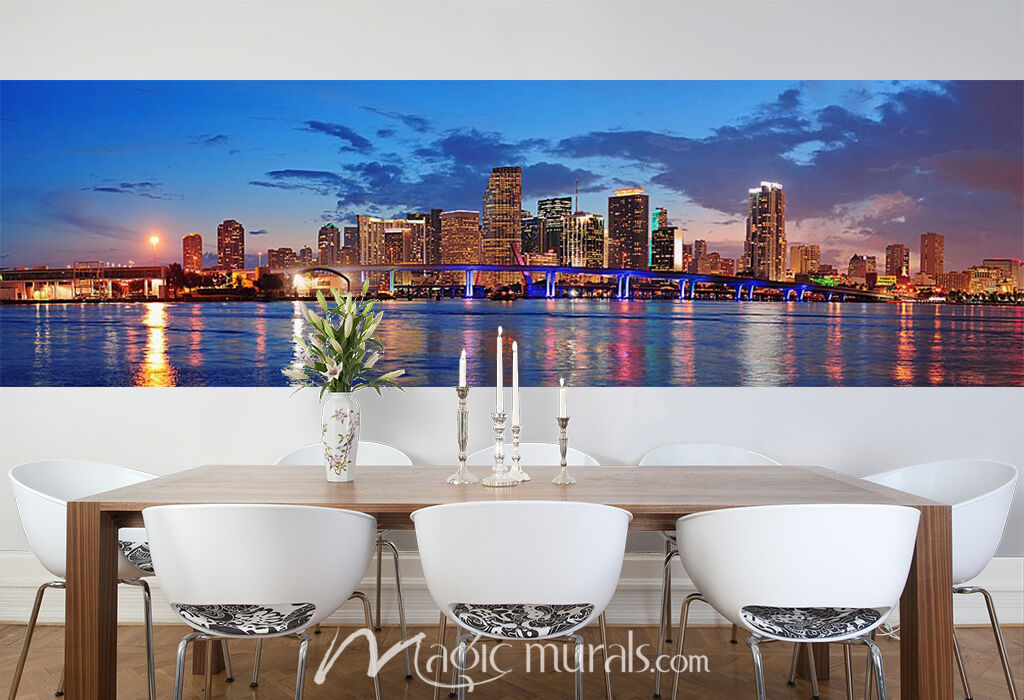 Colorful Miami Skyline Wallpaper Mural by Magic Murals