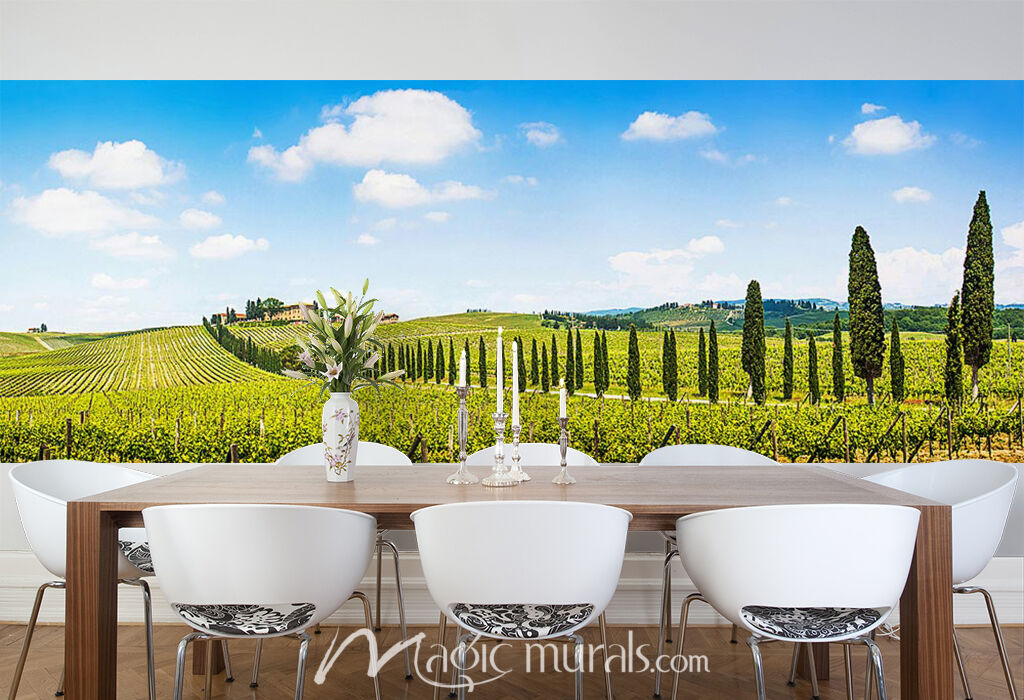Tuscany Italy Vineyard Panorama Mural by Magic Murals