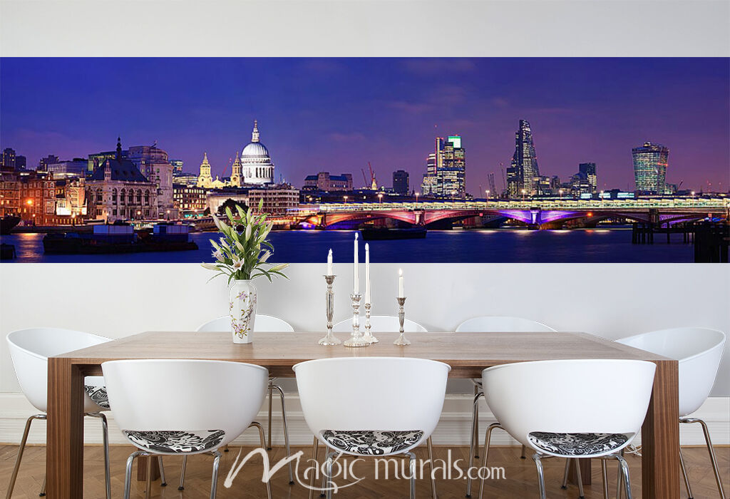 London at Night Panorama Wallpaper Mural by Magic Murals