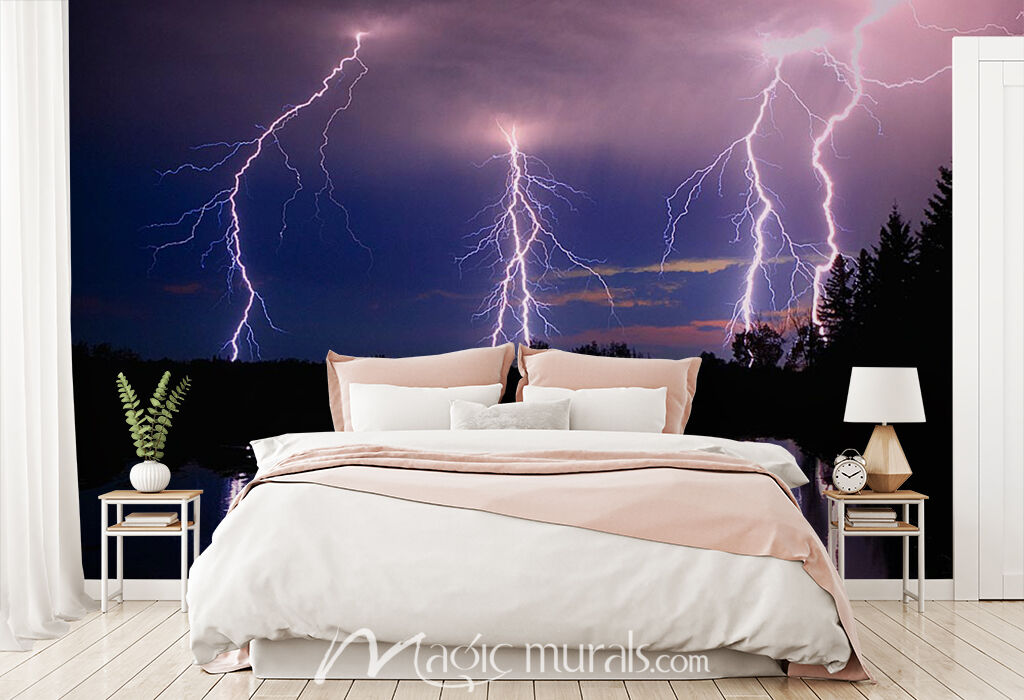 Lightning Lake Wallpaper Wall Mural by Magic Murals