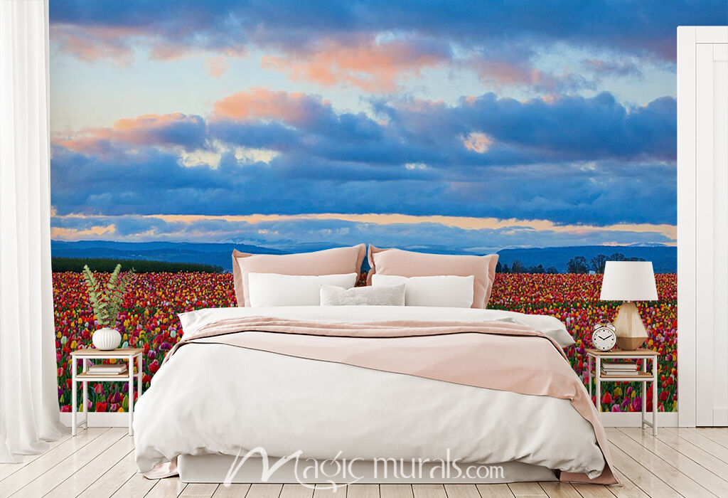 Wooden Shoe Tulip Farm Wallpaper Mural by Magic Murals