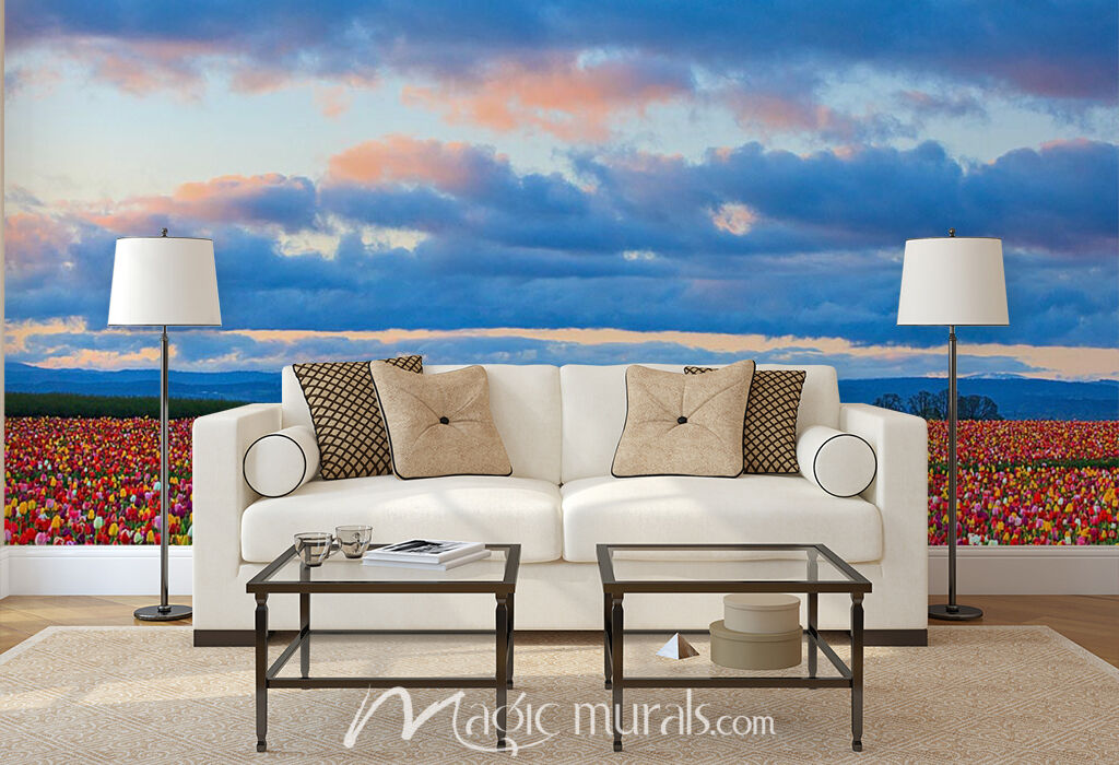 Wooden Shoe Tulip Farm Wallpaper Mural by Magic Murals