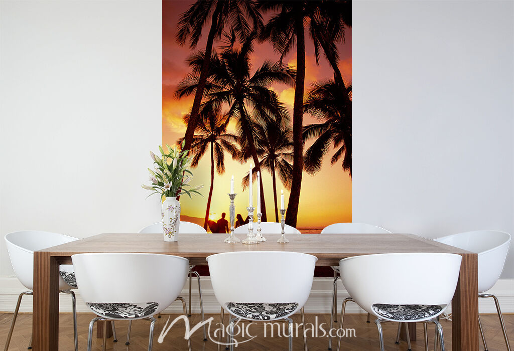 Couple Walk Along Shoreline Wallpaper Mural by Magic Murals