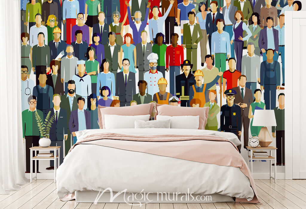 Crowd of People Wallpaper Wall Mural by Magic Murals