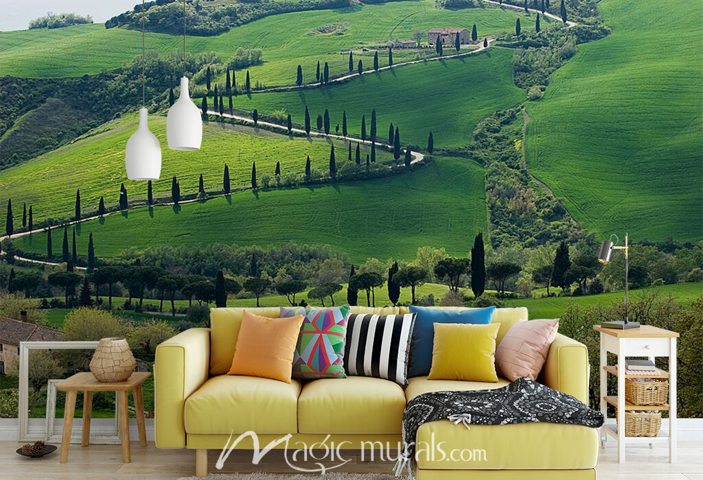 Green Hills of Tuscany Wallpaper Mural by Magic Murals